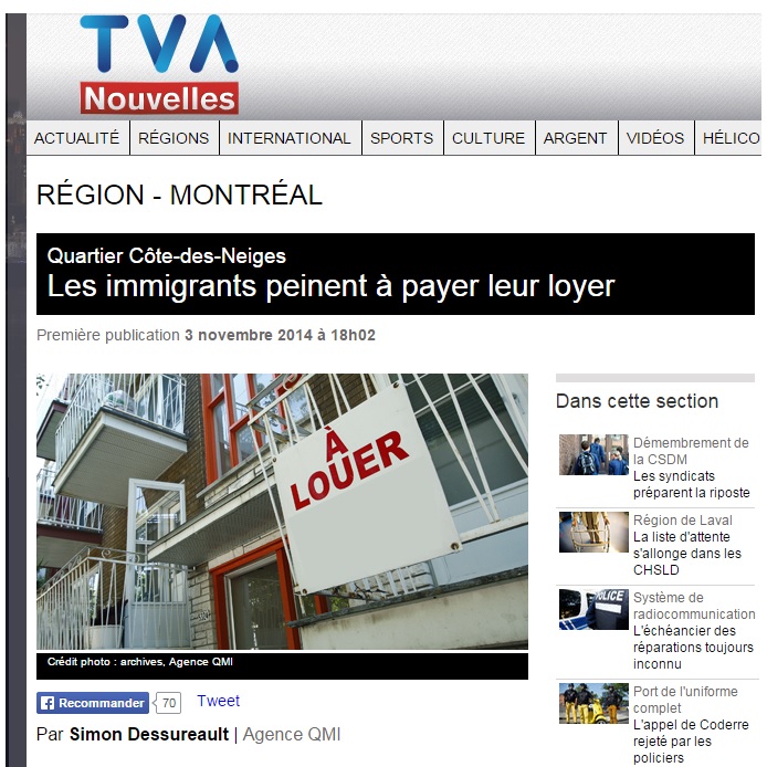 Quartier Côte-des-Neiges : Les immigrants peinent à payer leur loyer ...